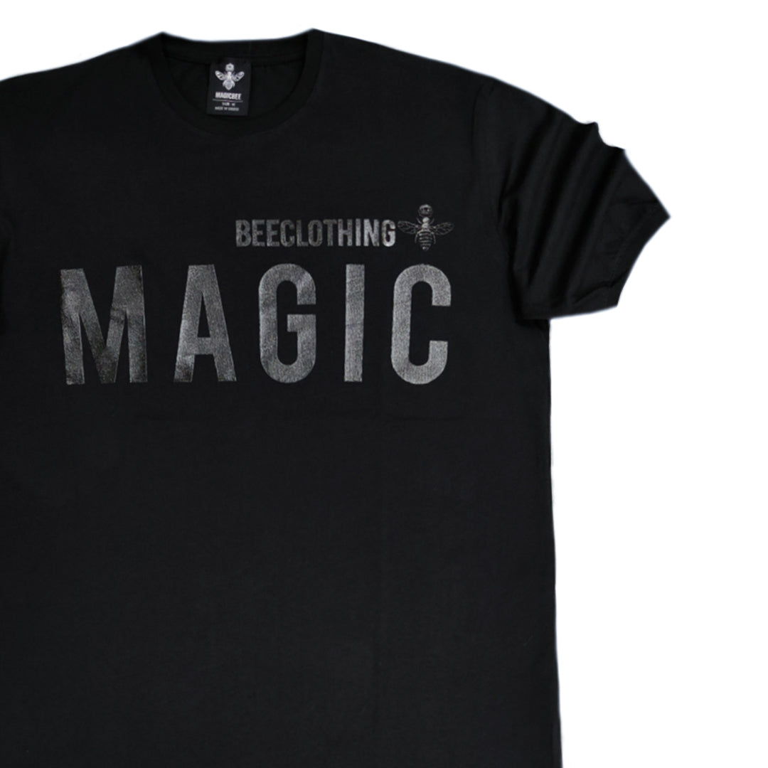 Magic bee - MB2207 - curved hem glossy logo tee - black